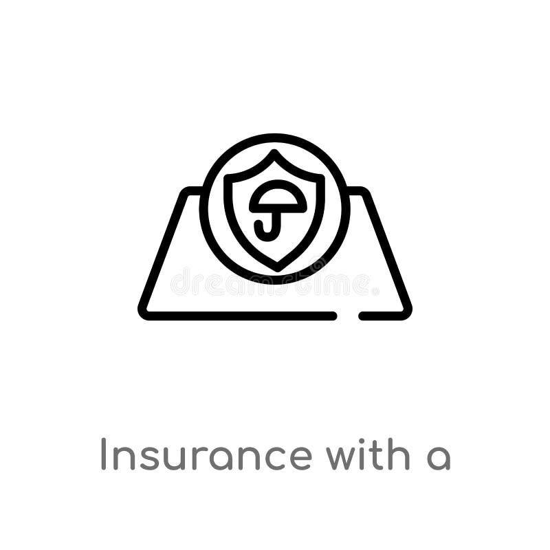 Outline Insurance with a Button Vector Icon. Isolated Black Simple Line ...