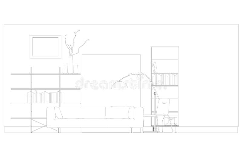 3D Outline Interior. 3d Illustration Stock Illustration - Illustration ...