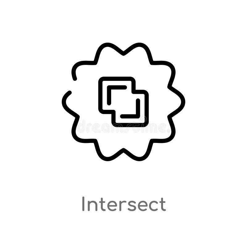 Outline Intersect Vector Icon. Isolated Black Simple Line Element ...