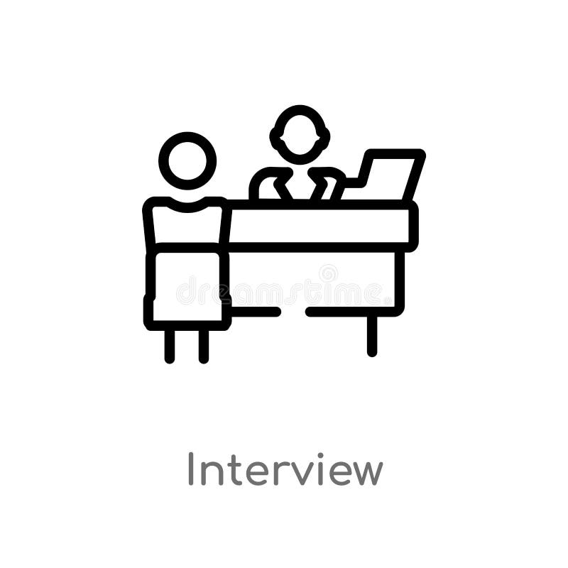 Outline Interview Vector Icon. Isolated Black Simple Line Element ...