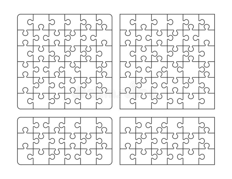 Outline Jigsaw Puzzle Blank Template Stock Vector - Illustration of ...