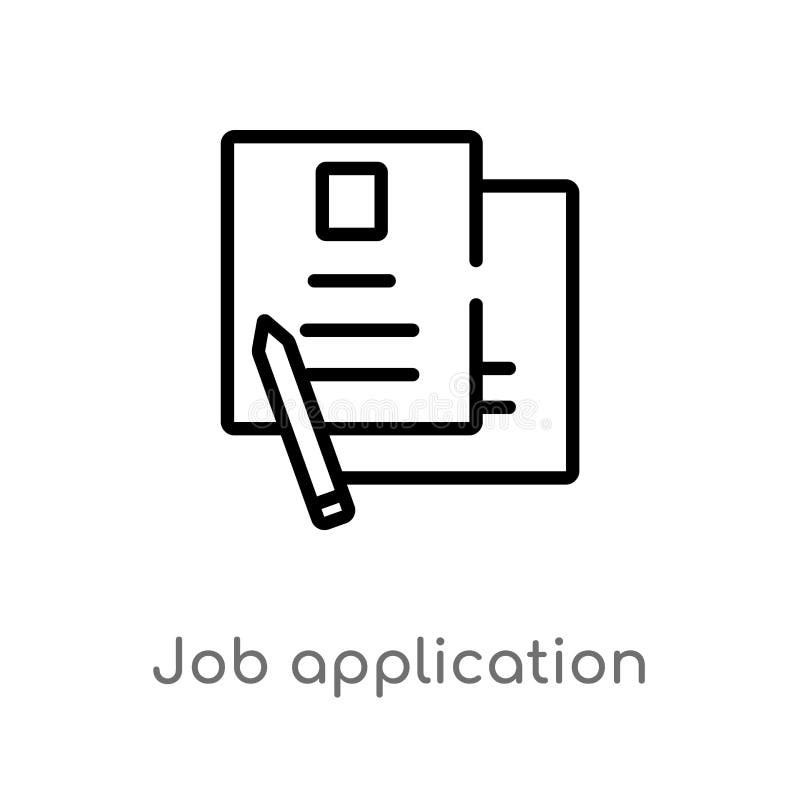 Outline Job Application Vector Icon. Isolated Black Simple Line Element ...