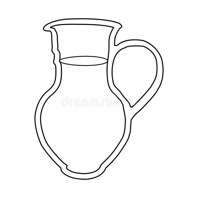 Outline Jug Vector Icon. Pitcher Outline Vector Icon. Jug Hand Drawn ...