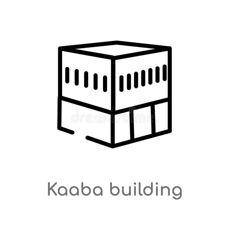 Outline Kaaba Building Vector Icon. Isolated Black Simple Line Element ...