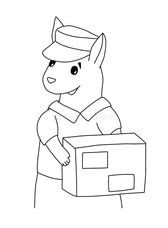 Outline Postman Working Vector Icon. Isolated Black Simple Line Element ...