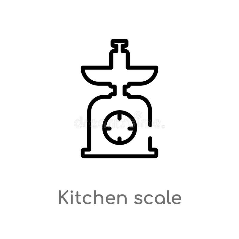 Outline Kitchen Scale Vector Icon. Isolated Black Simple Line Element ...