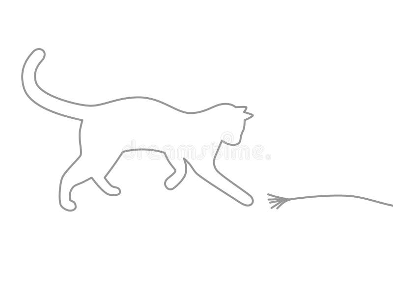 Outline Kitten Playing with a Toy Stock Vector - Illustration of black ...