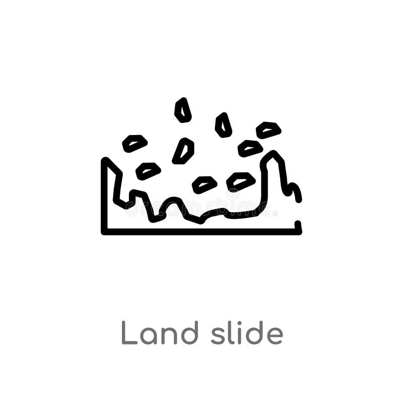 Outline Land Slide Vector Icon. Isolated Black Simple Line Element ...