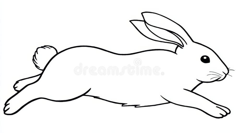 Outline of a Leaping Rabbit in Motion for Coloring and Art Projects ...