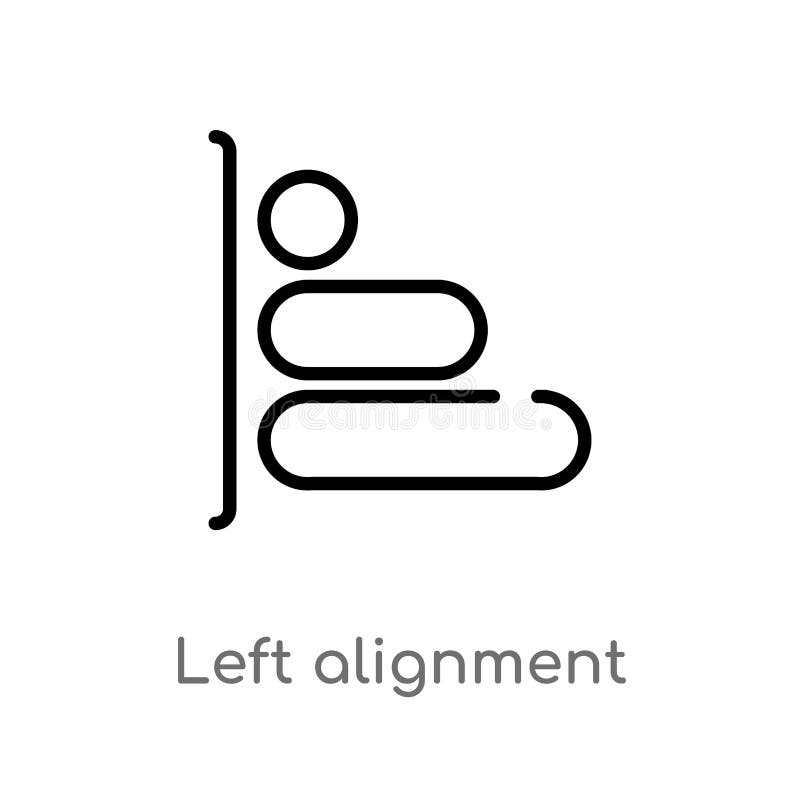 Outline Left Alignment Vector Icon. Isolated Black Simple Line Element ...