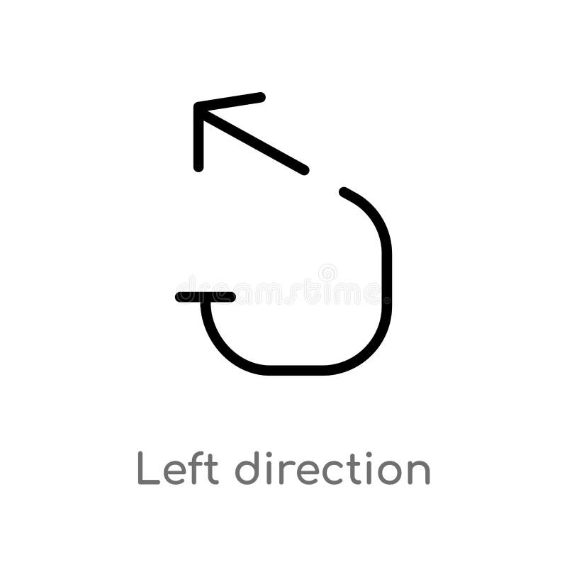 Outline Left Direction Vector Icon. Isolated Black Simple Line Element ...