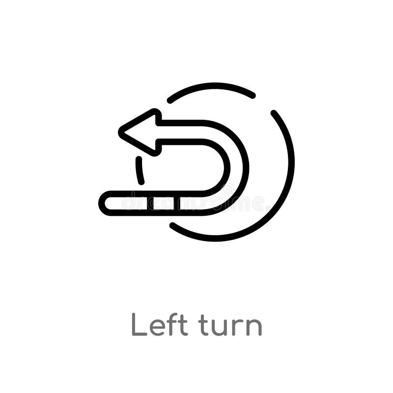 Outline Left Turn Vector Icon. Isolated Black Simple Line Element ...