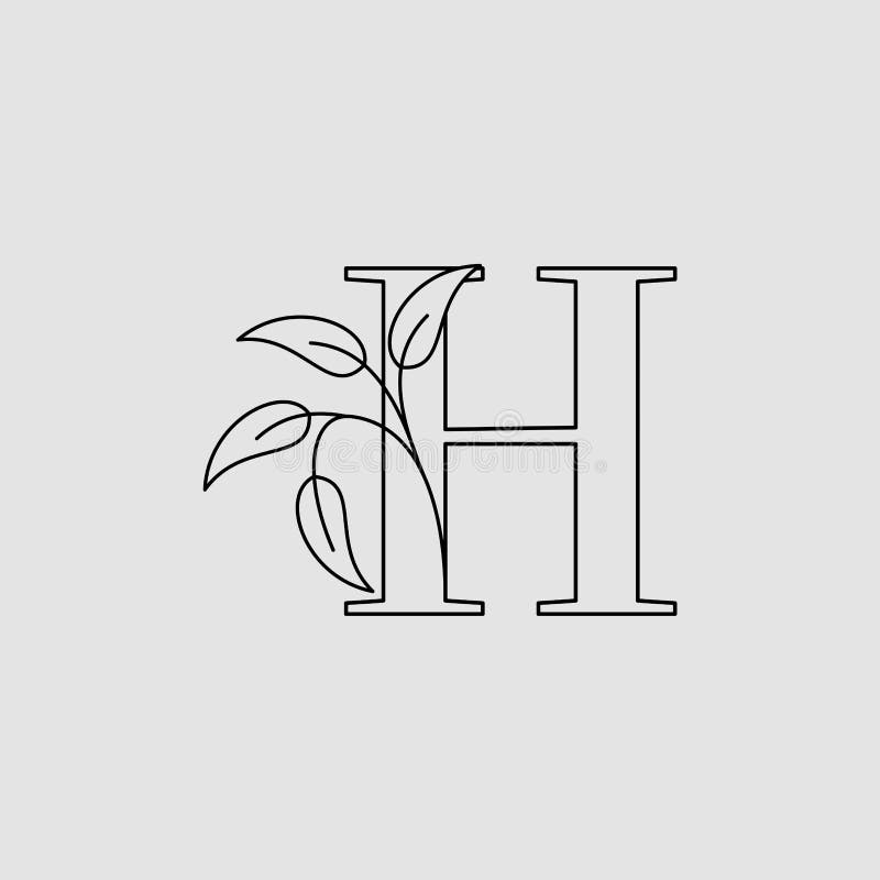 Outline Letter H Initial Logo Icon Monogram Nature Leaves Design Stock ...