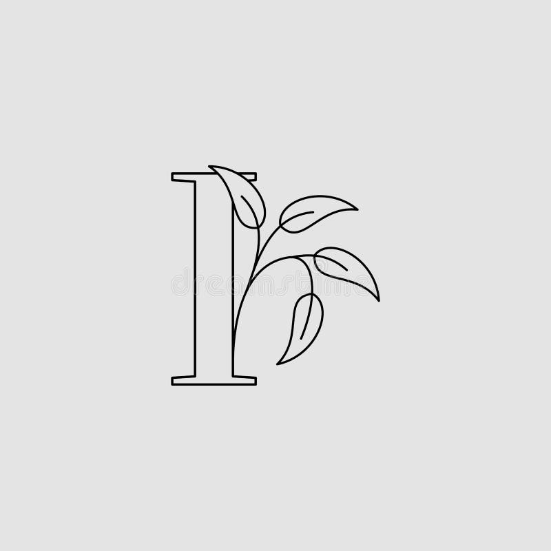 Outline Letter I Initial Logo Icon Monogram Nature Leaves Design Stock ...