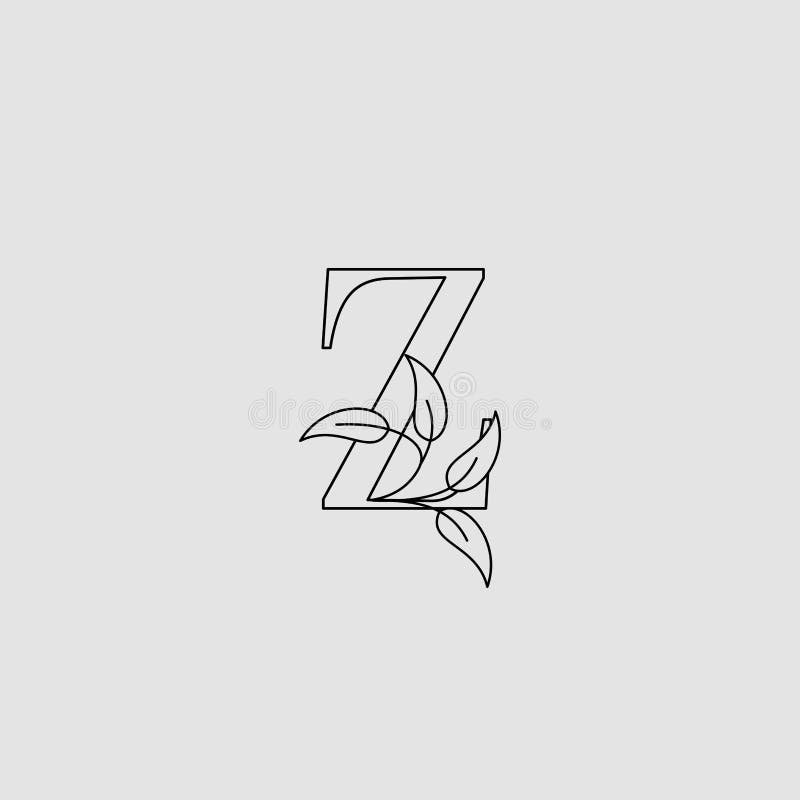 Outline Letter Z Initial Logo Icon Monogram Nature Leaves Design Stock ...