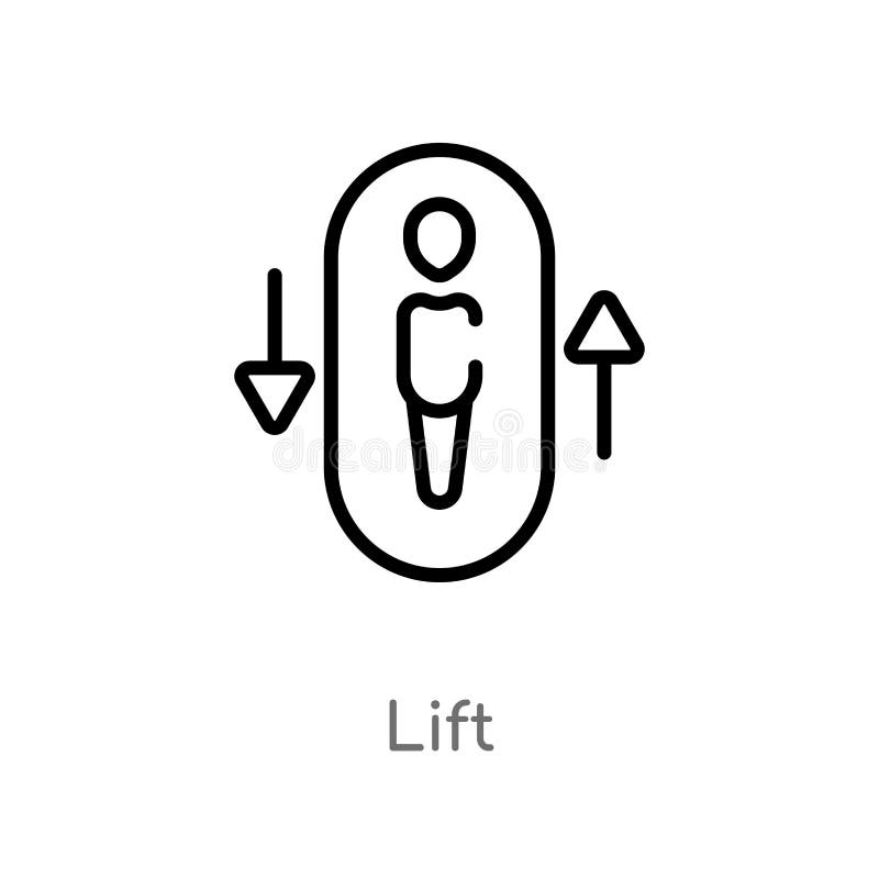 Outline Lift Vector Icon. Isolated Black Simple Line Element ...