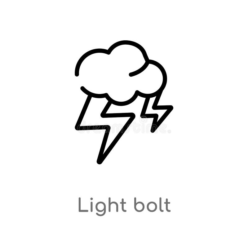 Outline Light Bolt Vector Icon. Isolated Black Simple Line Element ...