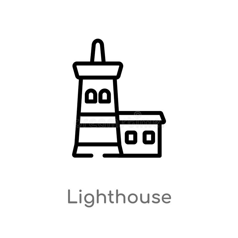 Outline Lighthouse Vector Icon. Isolated Black Simple Line Element ...