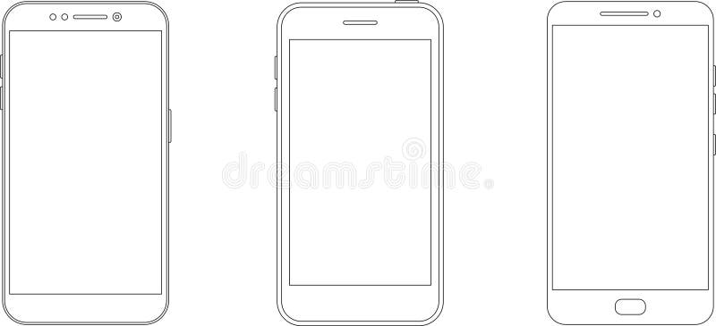 Outline Line Drawing Modern Smartphone. Elegant Thin Stroke Line Style ...
