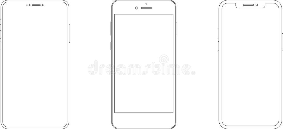 Outline Line Drawing Modern Smartphone. Elegant Thin Stroke Line Style ...