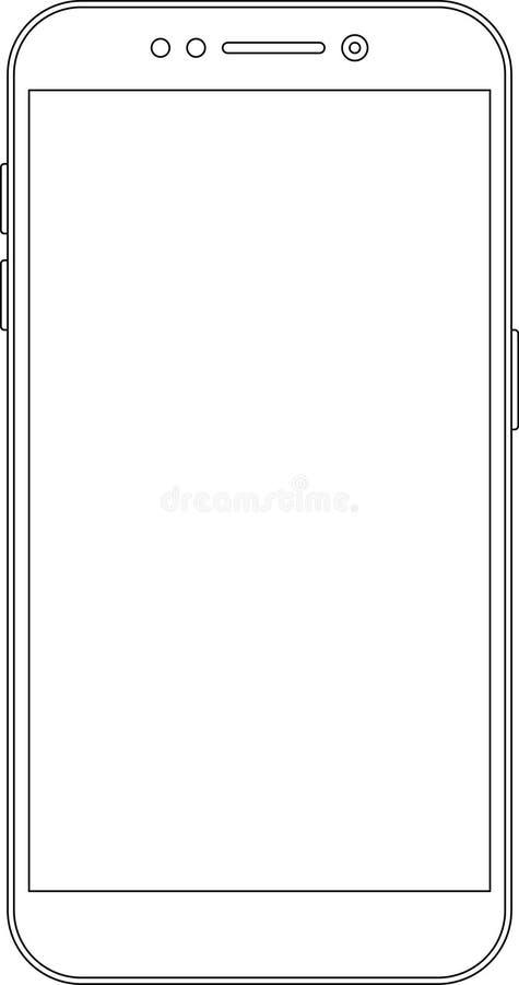Outline Line Drawing Modern Smartphone. Elegant Thin Stroke Line Style ...