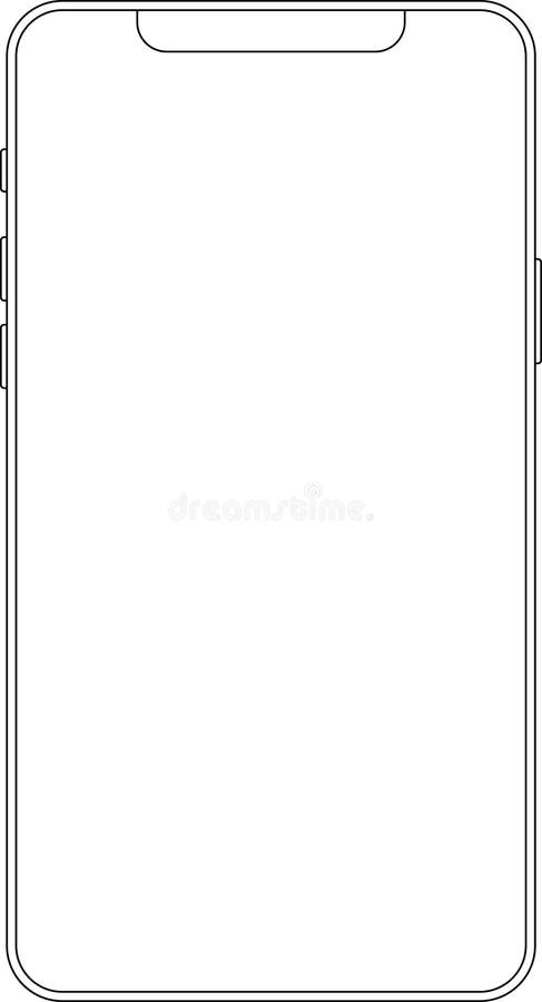 Outline Line Drawing Modern Smartphone. Elegant Thin Stroke Line Style ...