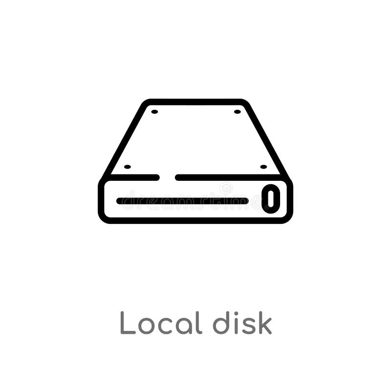 Outline Local Disk Vector Icon. Isolated Black Simple Line Element ...