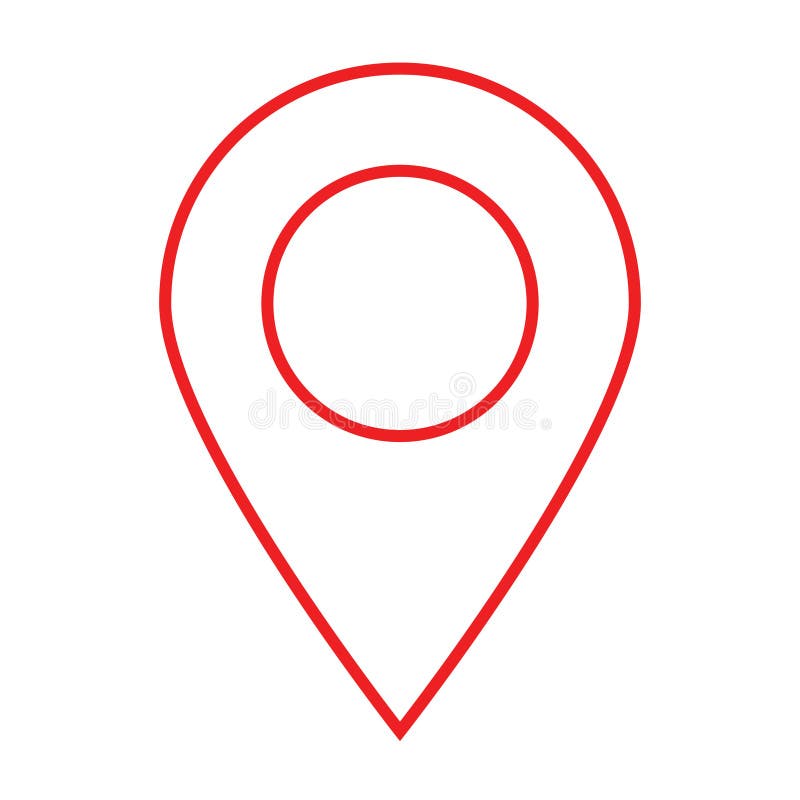 Outline Location Mark on Printed Map Vector Icon. Isolated Black Simple ...