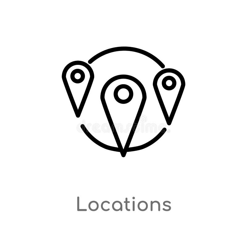Outline Locations Vector Icon. Isolated Black Simple Line Element ...