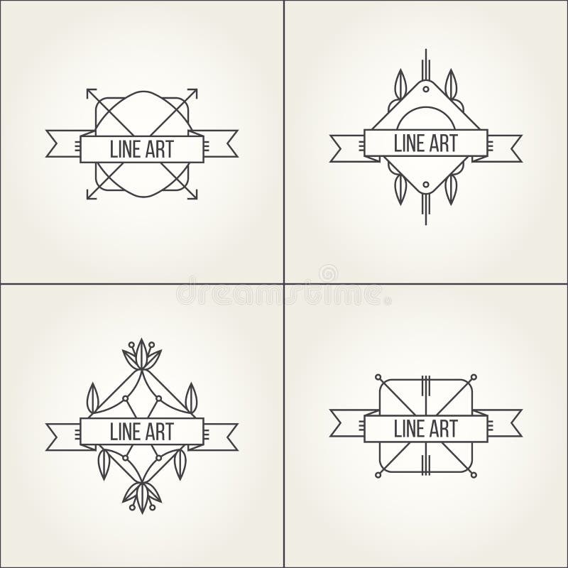 Outline logo templates set stock vector. Illustration of minimal - 52304472