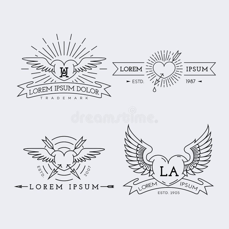 Outline logos set stock vector. Illustration of hipster - 62666721