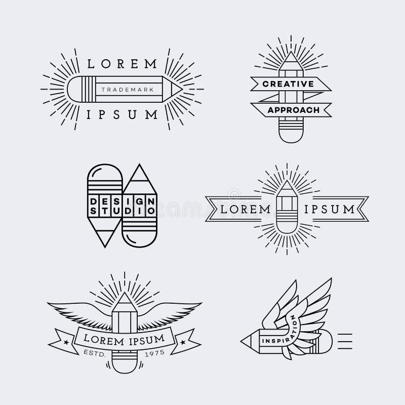 Outline logos set stock vector. Illustration of background - 62666738