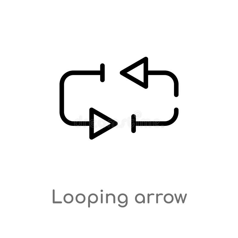 Outline Looping Arrow Vector Icon. Isolated Black Simple Line Element ...