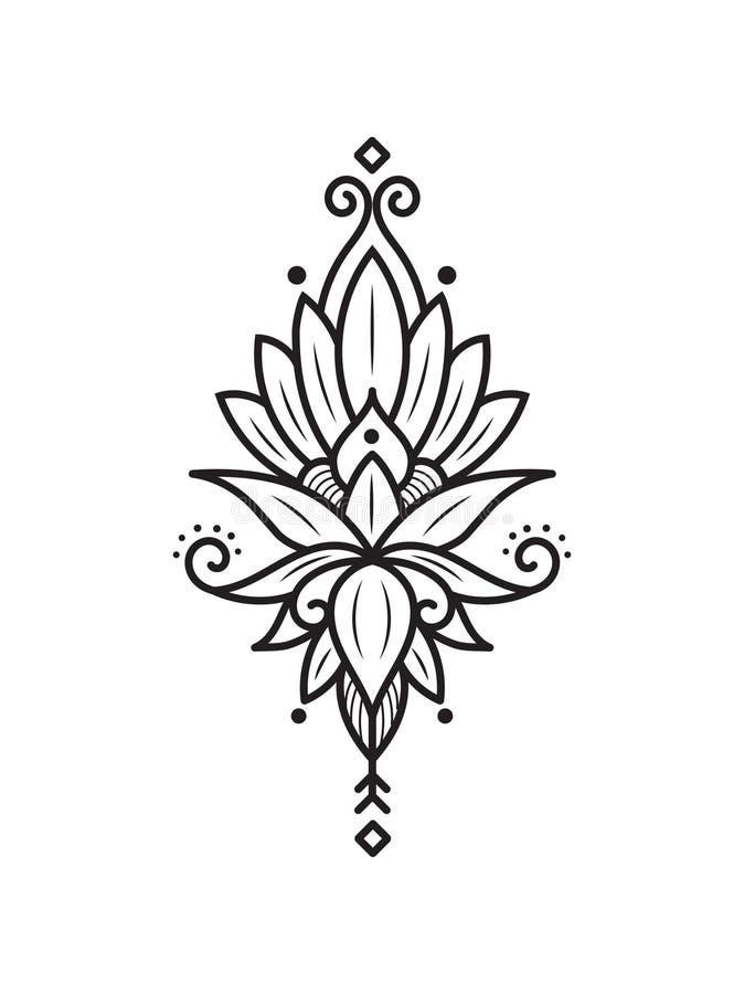 Outline Lotus Flower Pattern for Henna and Tattoo Design Stock Vector ...