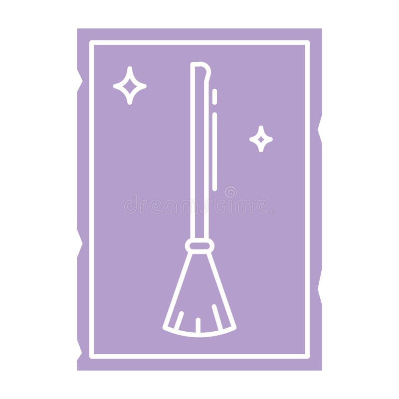 Outline of a Magic Broom on a Tarot Card Vector Stock Vector ...