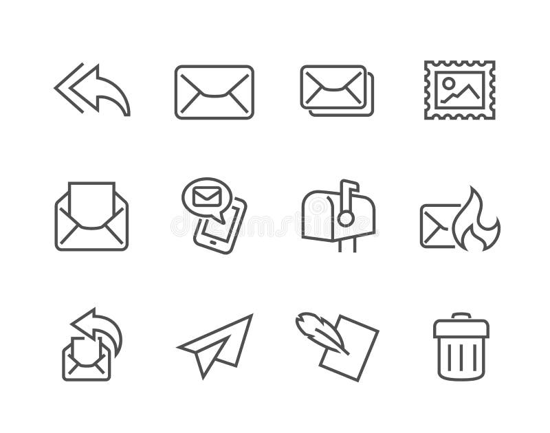 Outline Mail Icons stock vector. Illustration of symbol - 61236989