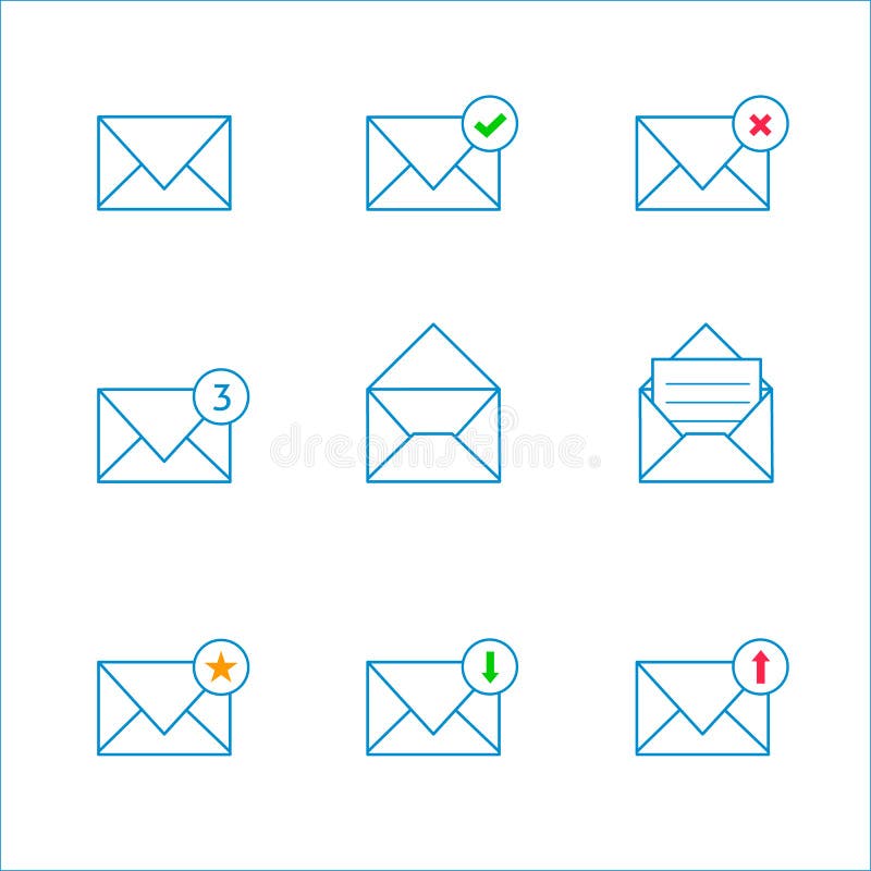 Outline mail icons stock vector. Illustration of element - 39939621