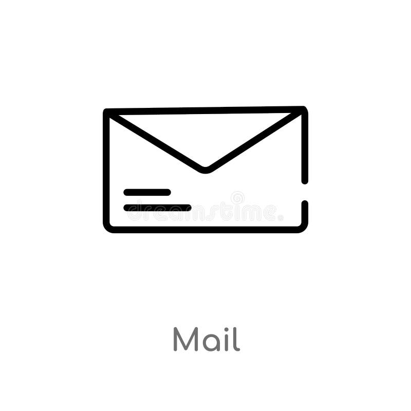 Outline Mail Inbox Vector Icon. Isolated Black Simple Line Element ...