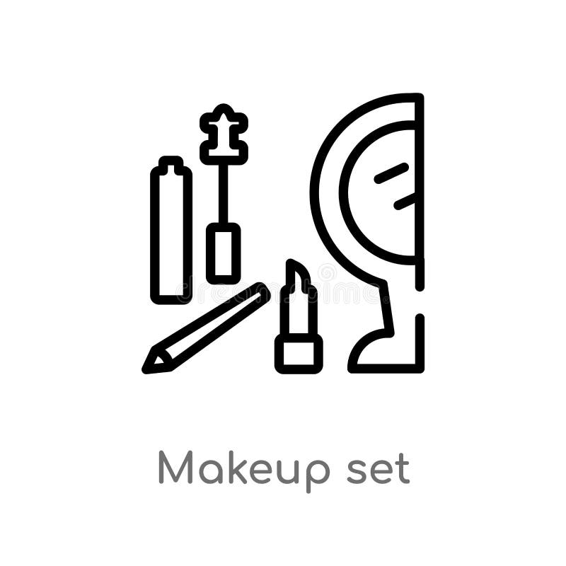 Outline Makeup Set Vector Icon. Isolated Black Simple Line Element ...