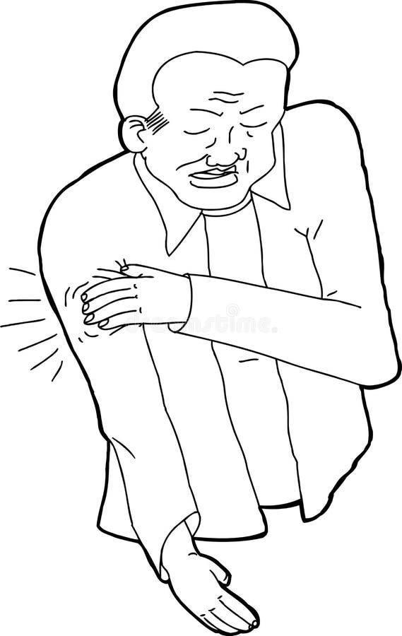 Outline of Man with Shoulder Pain Stock Illustration - Illustration of ...