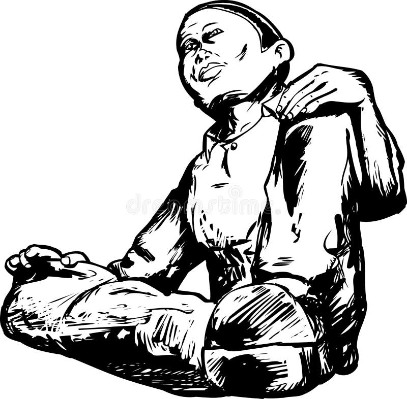 Outline of Man Sitting stock illustration. Illustration of legs - 61537086