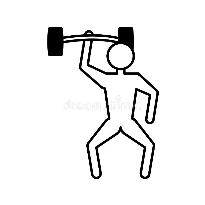 Outline Man Weight Lifting Barbell Stock Vector - Illustration of ...
