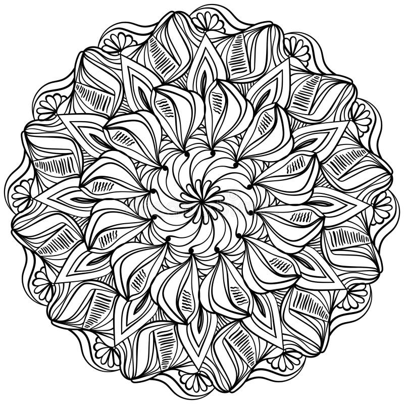 Outline Mandala with Ornate Patterns, Coloring Page for Design or ...