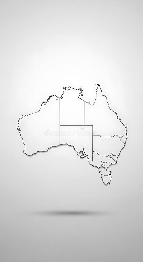 Outline Map of Australia with State Divisions in Minimalist Style Stock ...