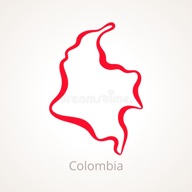 Colombia - Outline Map stock vector. Illustration of colors - 126349889