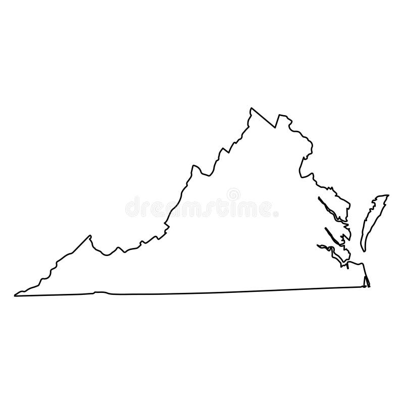 Outline Map Commonwealth of Virginia, Virginia Map State USA Stock ...