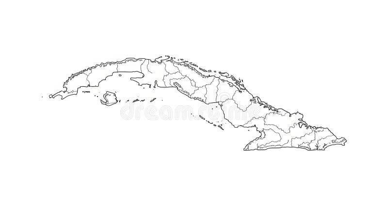 Outline Map of Cuba Featuring Political Divisions and Geographical ...