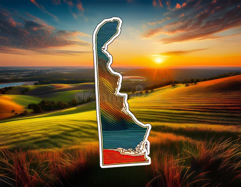 Outline Map of Delaware State on a Old Vintage Grunge Background Stock ...