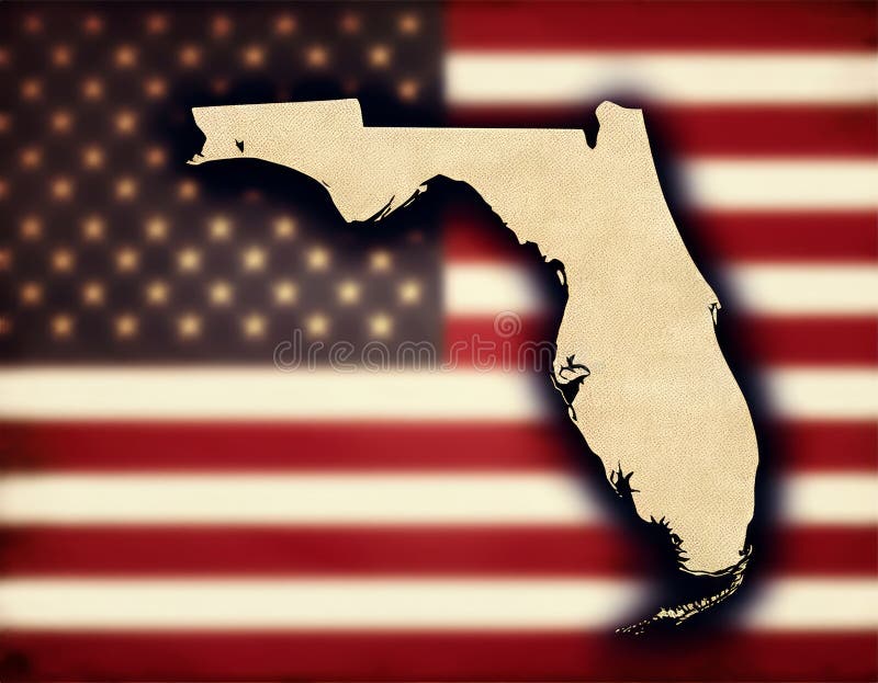 Outline Map of Florida State on a Old Vintage Grunge Background Stock ...