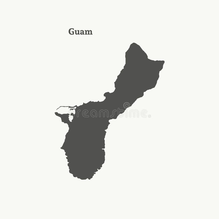 Outline Map of Guam. Illustration. Stock Illustration - Illustration of ...